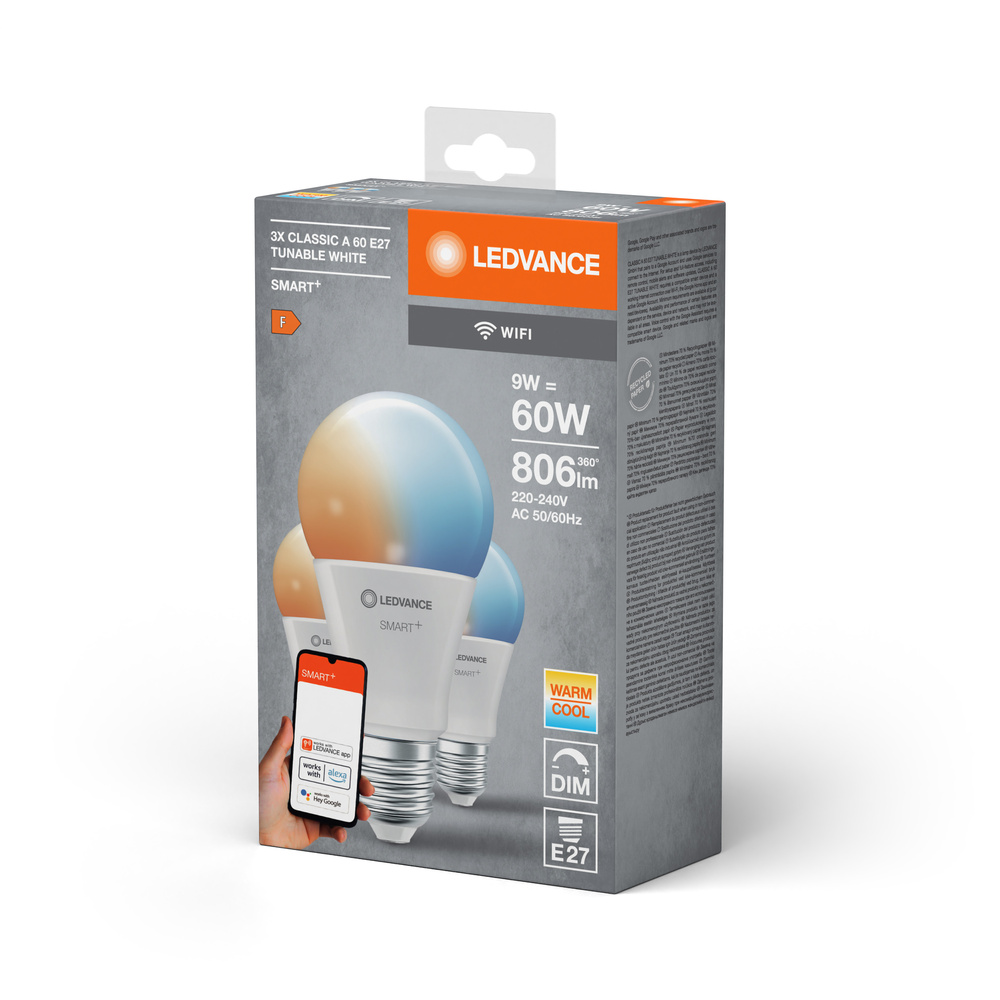 LEDVANCE Lampe LED intelligente avec technologie WiFi, E27-base, optique dépolie 4058075778832 ...
