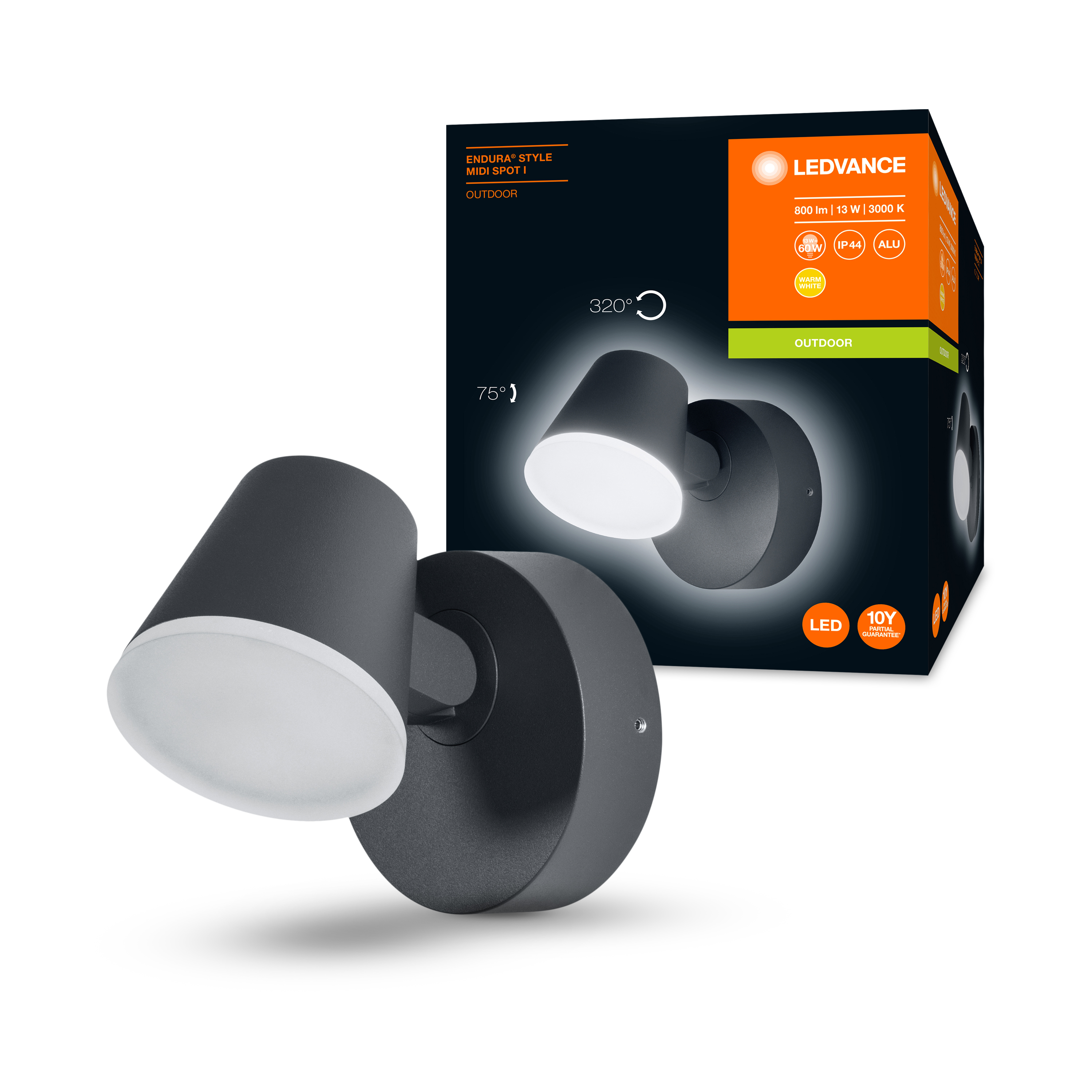 LEDVANCE Luminaires LED pour mur/Decke, ENDURA STYLE MIDI SPOT / 12,50 ...